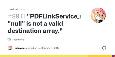 PDFLinkService NavigateTo Null Is Not A Valid Destination Array Issue Mozilla