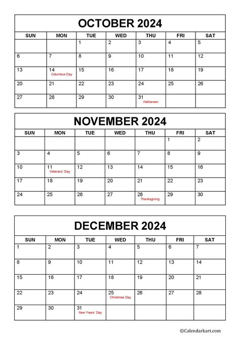 Printable Monthly Calendar October 2024