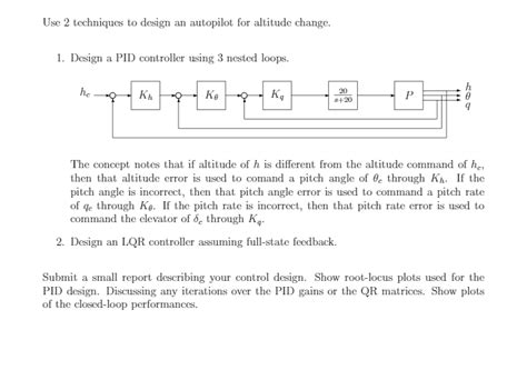 Use Techniques To Design An Autopilot For Altitude Chegg