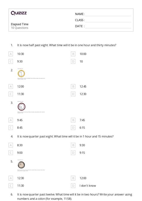 50 Elapsed Time Worksheets For 4th Grade On Quizizz Free And Printable
