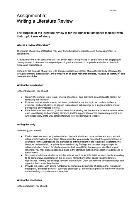 485727250 Assignment 5 Literature Review Ides 441 Assignment 5