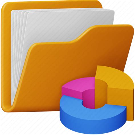 report folder file document data graph analytics 3d illustration