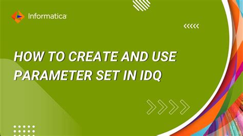 How To Create And Use Parameter Set In Idq Youtube