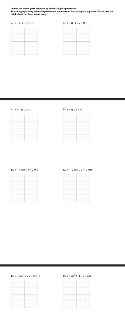 Solved Obtain The Rectangular Equation By Eliminating The