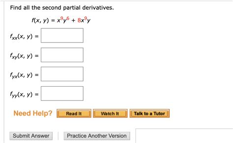 Solved Find All The Second Partial Derivatives F X Y