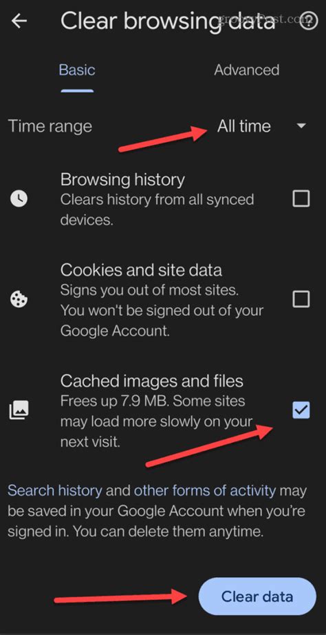 Clear The App Cache And Browsing History On Android Mobile