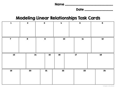 Modeling Linear Functions Task Cards F Bright In The Middle