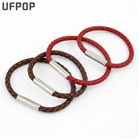 Pulsera Vintage De Cuero Genuino De Vaca Para Mujer Brazalete De Cadena De Cuerda Tejida A 