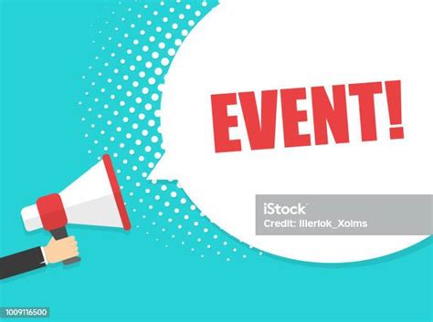 남성 손 이벤트와 확성기를 들고 연설 거품이 있다입니다 스피커입니다 비즈니스 마케팅 및 광고 배너입니다 벡터 일러스트입니다 계획에 대한 스톡 벡터 아트 및 기타 이미지