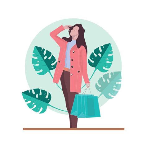 Women Posing With Bag Flat Vector Illustration Image 21633680 Vector