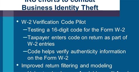 Nts News Irs Tests W 2 Verification Code For Filing Season 2017