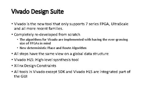 Introduction To Vivado Design Suite Vivado Design Suite