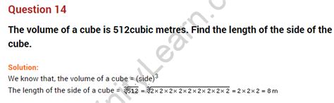Extra Questions Cubes And Cube Roots Class 8 Maths Chapter 7