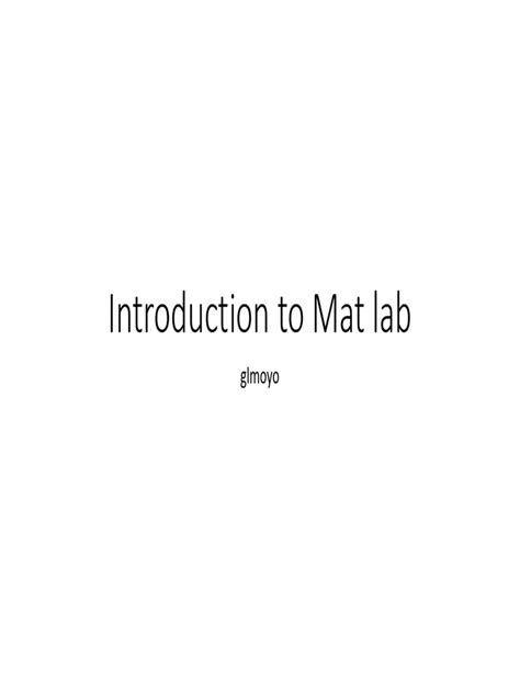 Introduction To Mat Lab Pdf Matlab Matrix Mathematics