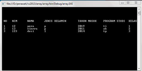 Contoh Program Array Memasukkan Banyak Data Menggunakan C Perawati