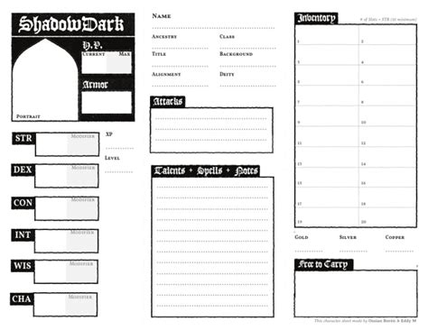 Shadowdark Character Sheet Pdf