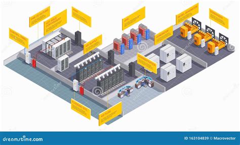 Data Center Isometric Composition Stock Vector Illustration Of Control Connection 163104839