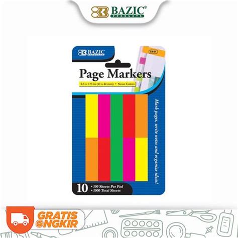 Jual Bazic Stick On Page Markers Neon Sticky Notes Penanda Halaman