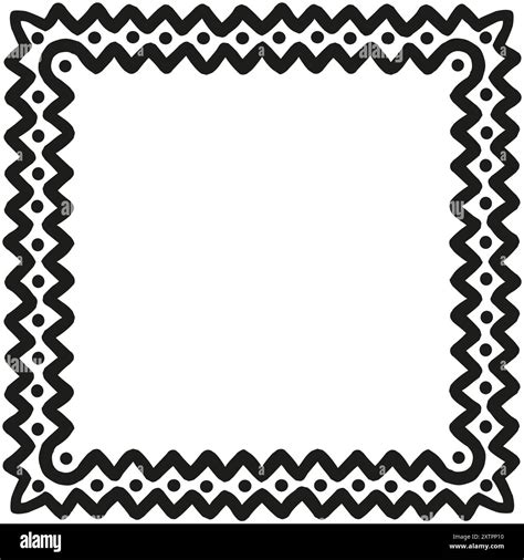 Decorative Zigzag Frame Vector Border Design Black And White