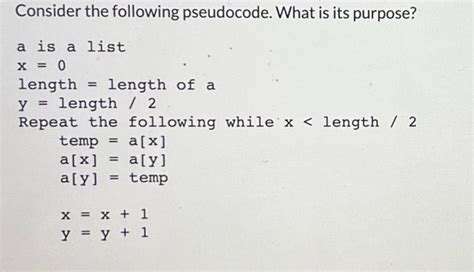 Solved Consider The Following Pseudocode What Is Its Chegg