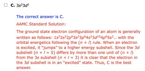 Electron Configuration Excited State Question R Mcat
