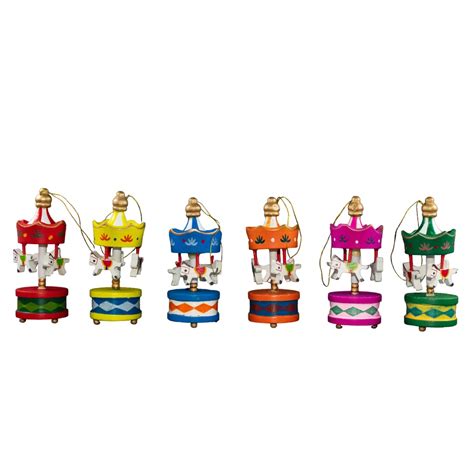 Mini Carrossel De Madeira Sortido Enfeite Festa Natal 6und Shopee Brasil