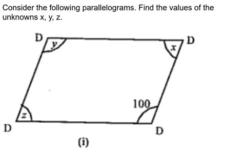 Consider The Following Parallelograms Find The Values Of The Unkn