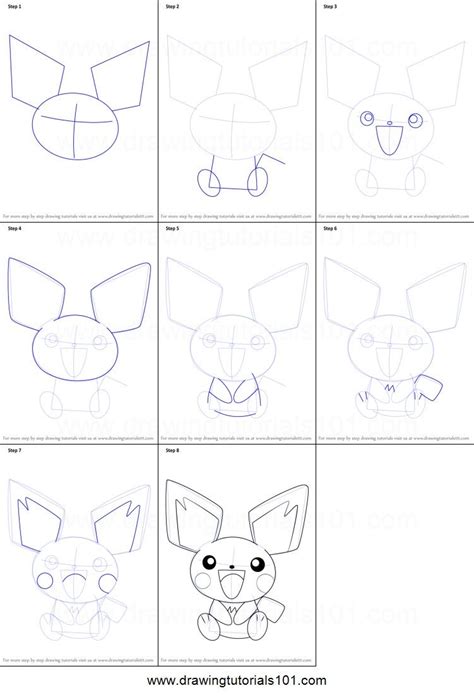 How To Draw Pichu Step By Step Also Paint The Tips Of The Ears And The Beginning Of The Tail