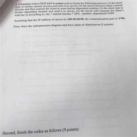 Solved 14 Points Write A Tcp Java Socket Code To Finish