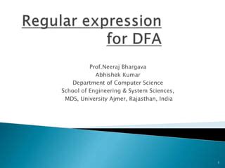 Regular Expression For Dfa PPTX