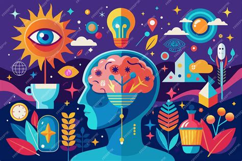 Illustration Depicting The Mind With Symbols Representing Consciousness