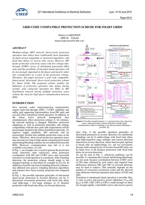 Pdf Grid Code Compatible Protection Scheme For Smart Grids