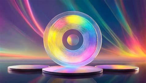 Premium Photo Set 3d Hologram Disk On Holographic Background Flying