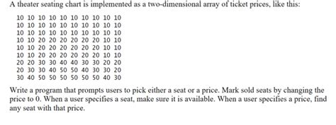 Solved A Theater Seating Chart Is Implemented As A Chegg