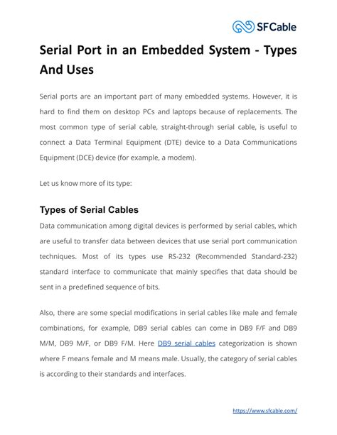 Ppt Serial Port In An Embedded System Types And Uses Powerpoint