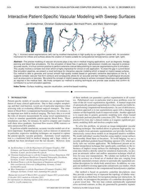Pdf Interactive Patient Specific Vascular Modeling With Sweep Surfaces