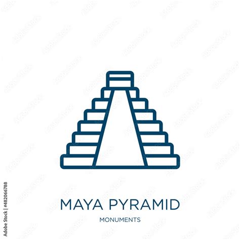 Maya Pyramid Icon From Monuments Collection Thin Linear Maya Pyramid Maya Mexico Outline Icon