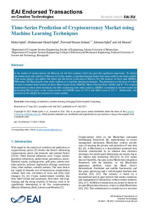 Pdf Time Series Prediction Of Cryptocurrency Market Using Machine Learning Techniques
