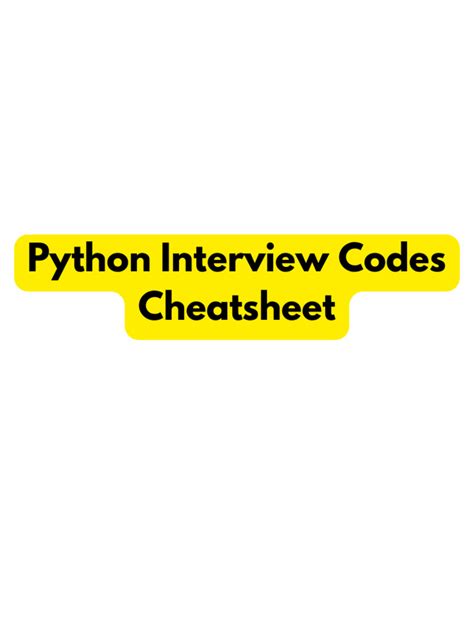 Python Interview Cheatsheet Pdf