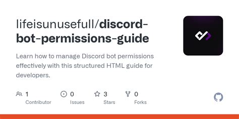 Github Lifeisunusefulldiscord Bot Permissions Guide Learn How To Manage Discord Bot