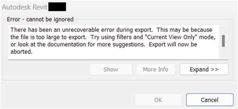 There Has Been An Unrecoverable Error During Export When Exporting A