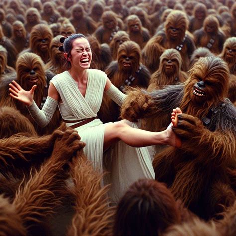 Ai Rey Tickled By Group Of Wookiees 1 By Tmuhh On Deviantart