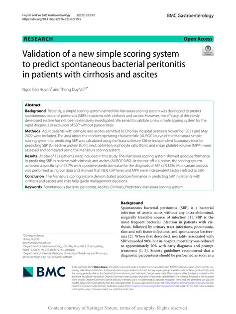 Pdf Validation Of A New Simple Scoring System To Predict Spontaneous