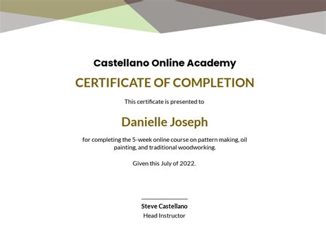 Photography Course Certificate Template Word