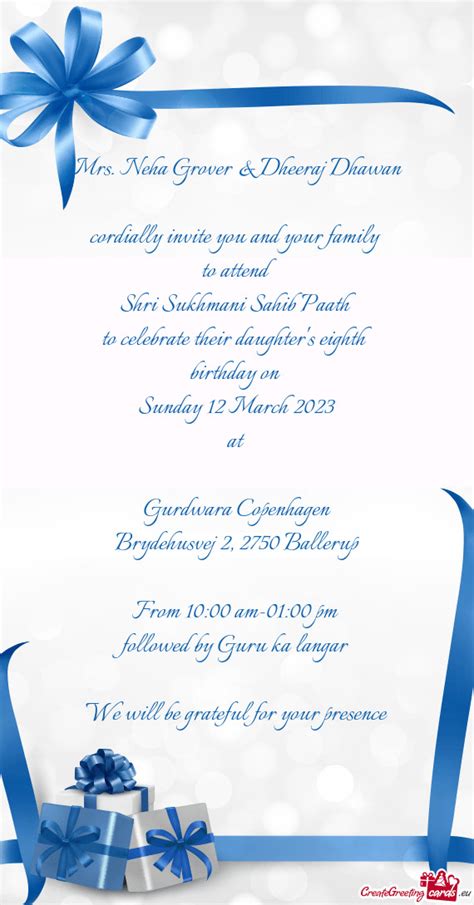Mrs Neha Grover And Dheeraj Dhawan Free Cards