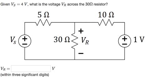 Solved Given Vs 4v What Is The Voltage Vr Across The 30Ω
