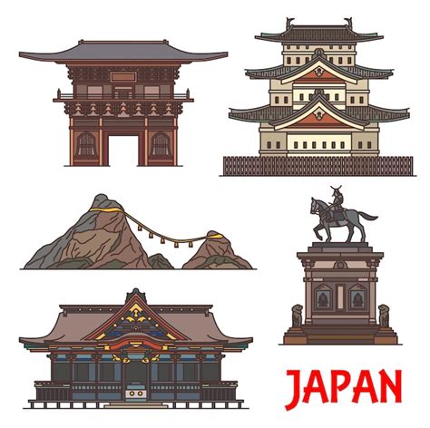 Premium Vector Japanese Temples Japan Architecture Pagoda Shrine