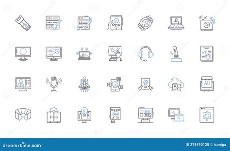 Cognitive Computing Line Icons Collection Intelligence Learning Memory Analysis Reasoning