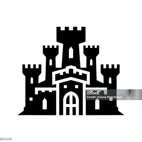 검은 성 아이콘입니다 왕국 타워 판타지 고딕 건축 건물 실루엣 중세 요새 궁전입니다 로얄 오래 된 고대 마법의 성 벡터 일러스트 레이 션 왕국에 대한 스톡 벡터 아트 및