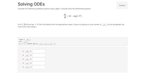 Solving ODES Points Consider The Following Chegg